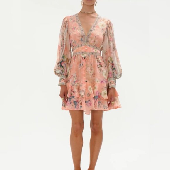 Camilla | Dresses | Camilla Silk Glitter Button Front Fringe Dress ...